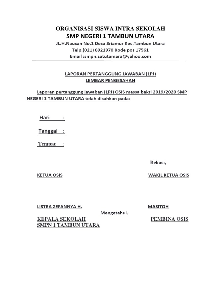 Contoh Surat Dinas Osis | PDF