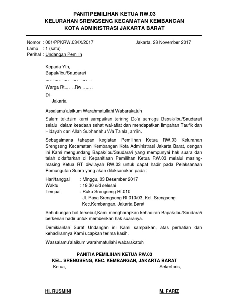 Surat Undangan Pemilihan RW | PDF