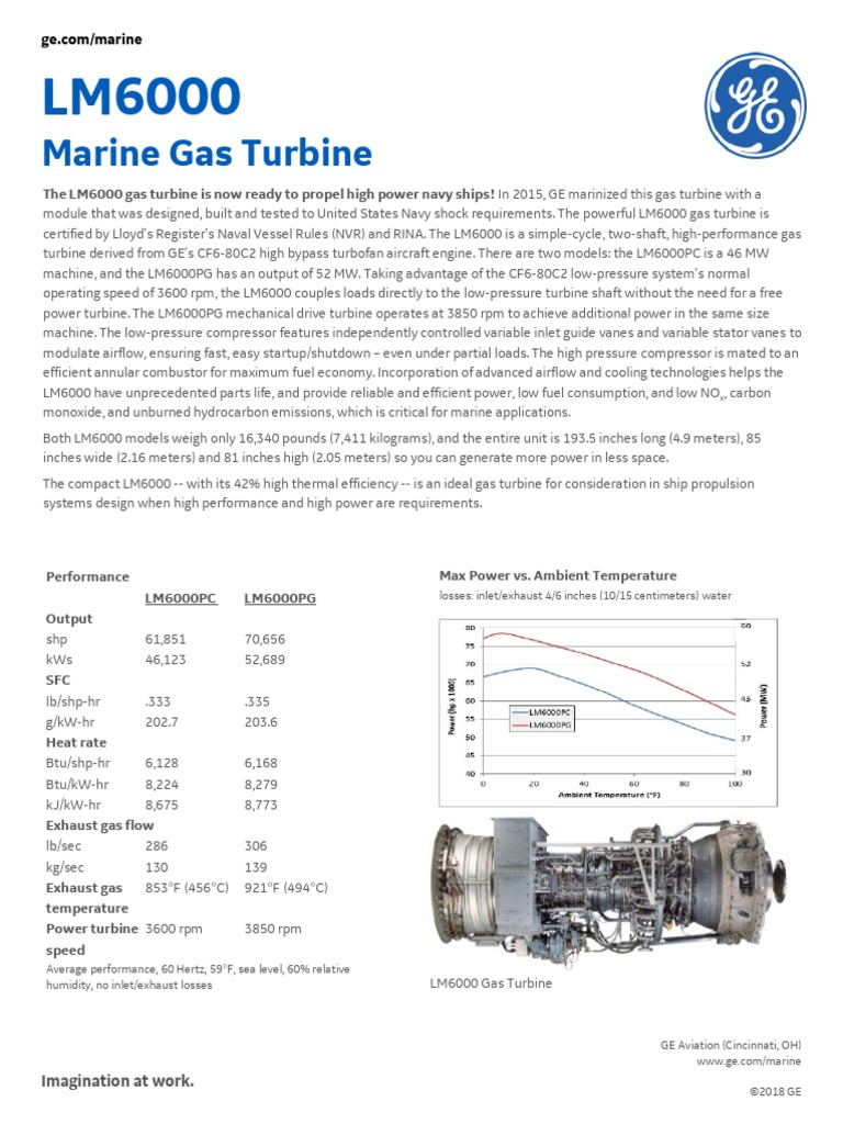 Datasheet lm6000 | PDF | Gas Turbine | Propulsion