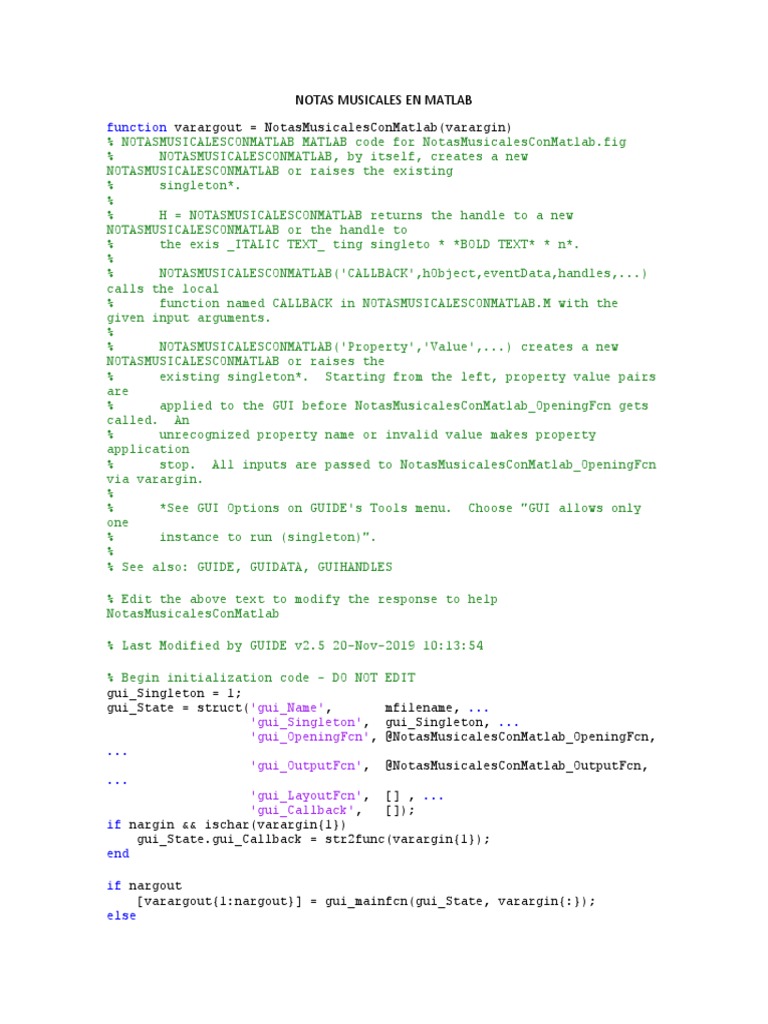 Notas Musicales en MATLAB GUI | PDF | Command Line Interface | Matlab