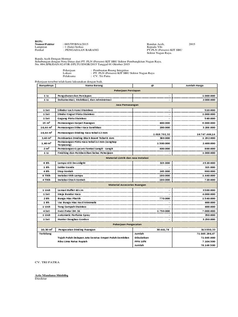 Bon Faktur Pengadaan Barang 2015 | PDF