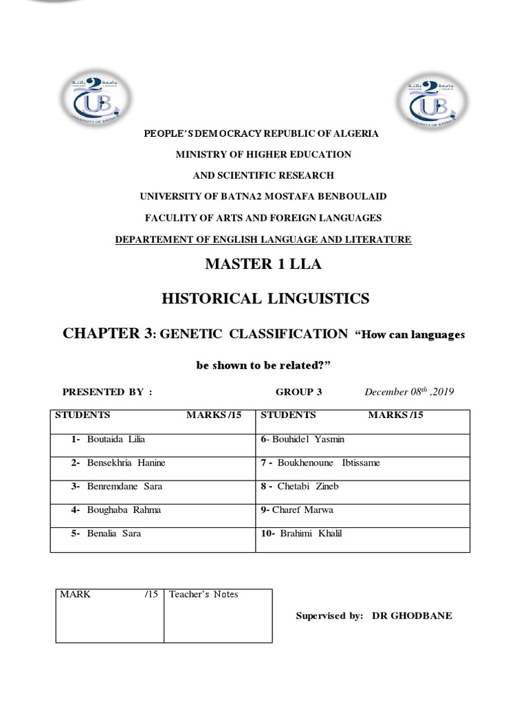 Historical Linguistics - Genetic Classification | PDF | Philology ...