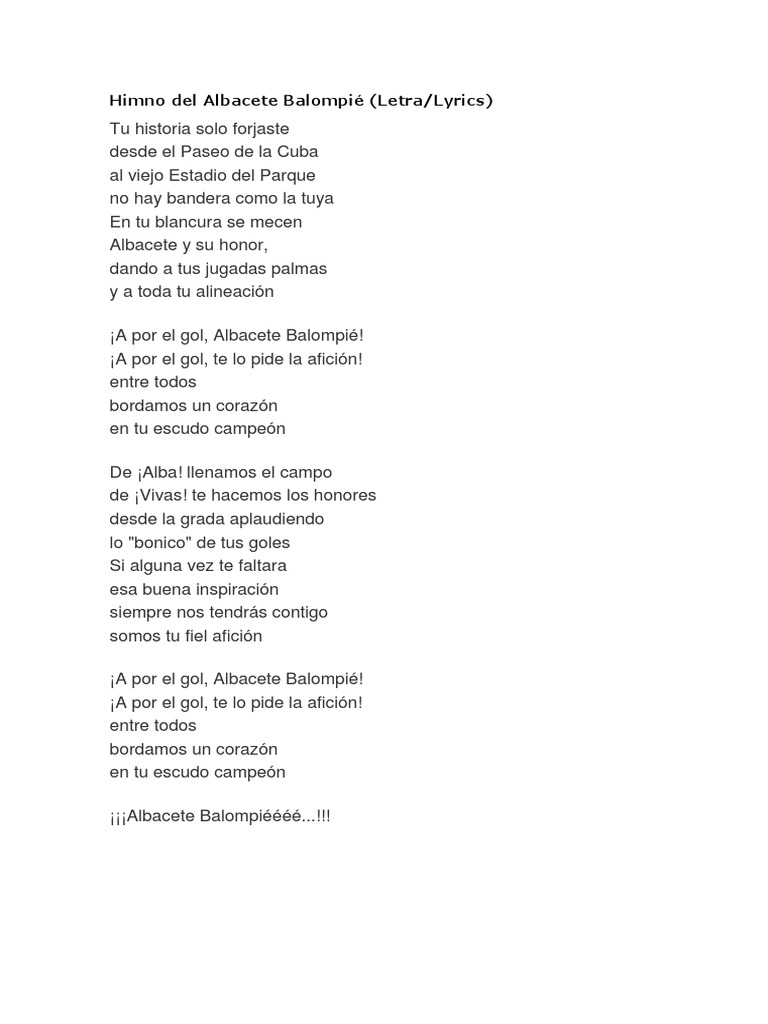 Himno Albacete | PDF | Arte | Poesía