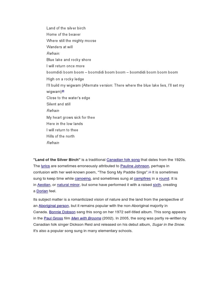 Land of the Silver Birch Lyrics | PDF | Art | Religion & Spirituality