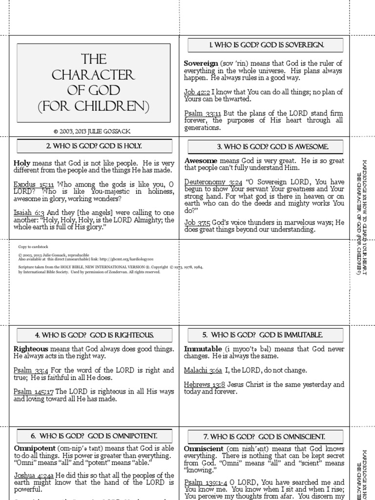 9the Character of God For Children | PDF | God | Names Of God In Judaism