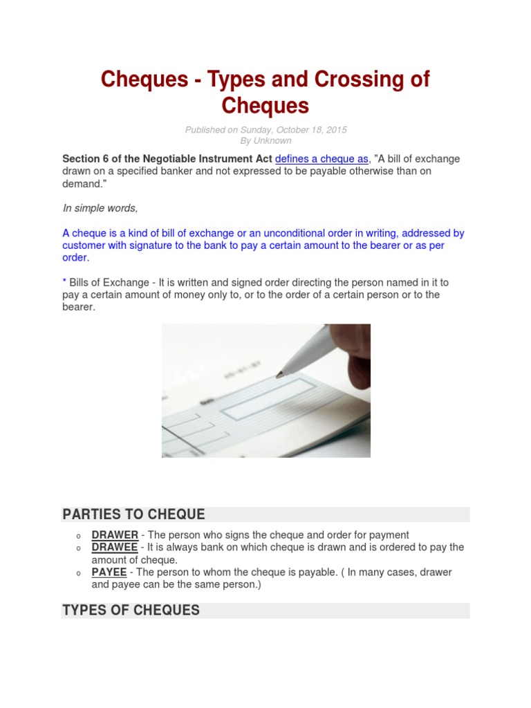 Understanding Cheques & Crossings | PDF | Negotiable Instrument | Cheque