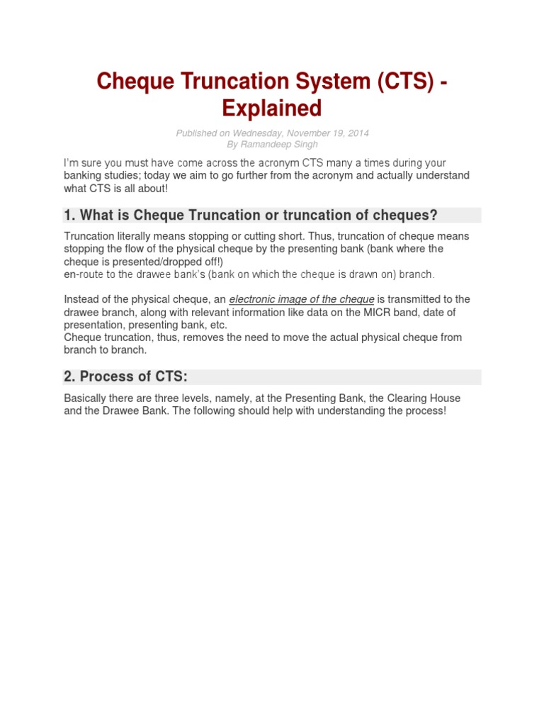 Cheque Truncation System | Download Free PDF | Cheque | Banking