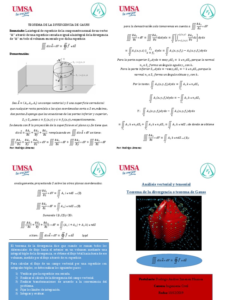 Teorema de La Divergencia de Gauss PDF | PDF | Divergencia | Integral