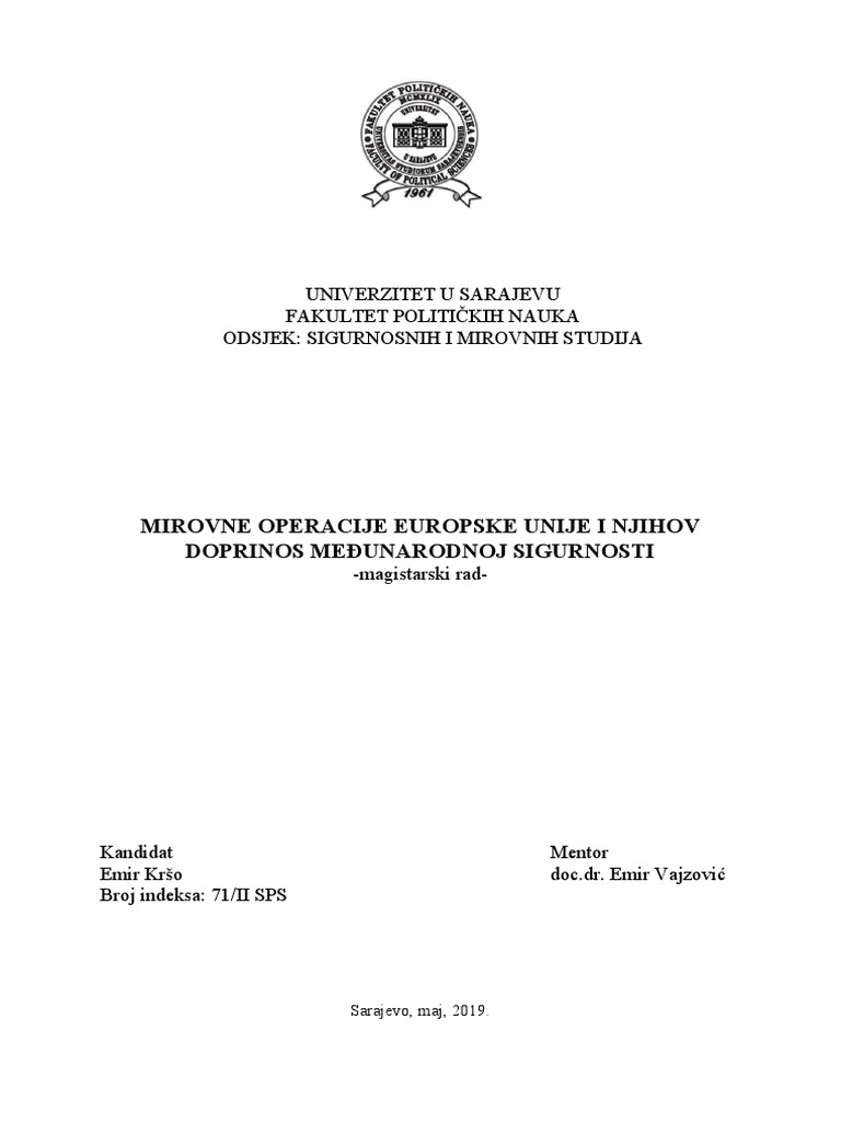 Emir Krso Magistarski Rad Maj 2019 | PDF