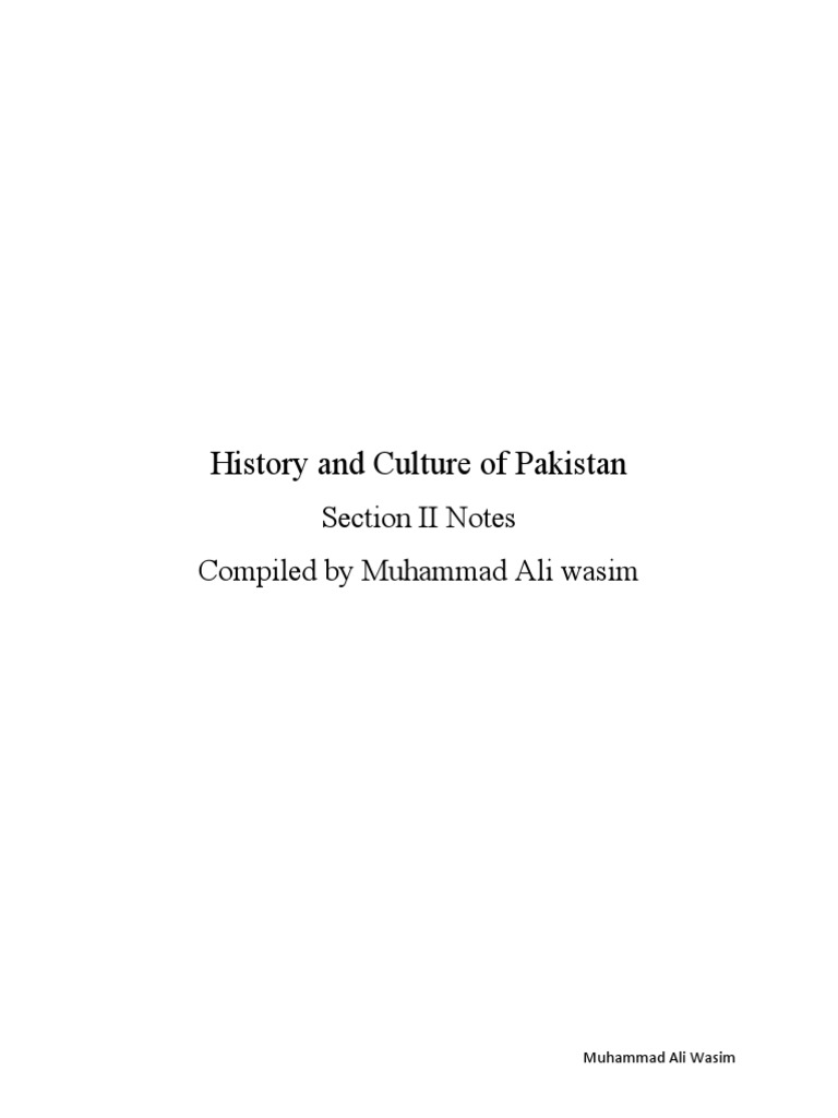 Section II: History of Pakistan Notes | PDF | Partition Of India | All ...