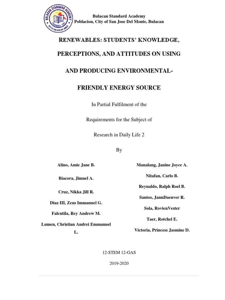 Students' Attitudes on Renewable Energy | PDF | Survey Methodology ...