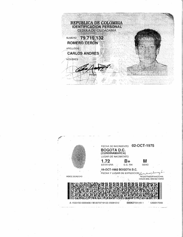 Cedula Carlos Romero | PDF
