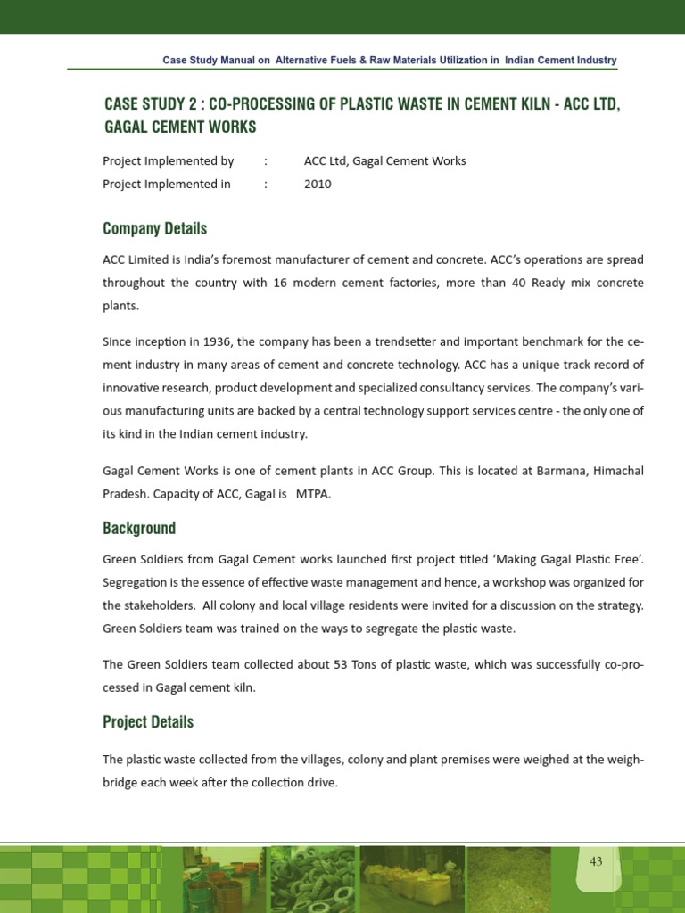 Co-Processing Plastic Waste in Cement Kilns: A Case Study of ACC Ltd's ...