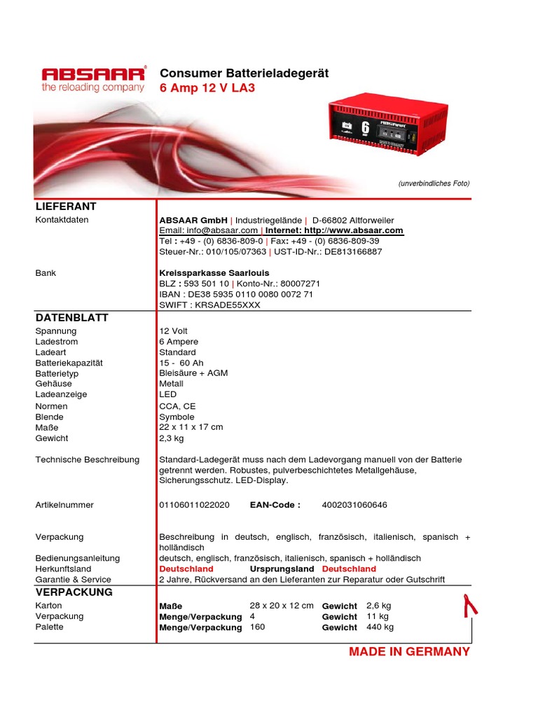 6 Amp 12 V LA3 | PDF