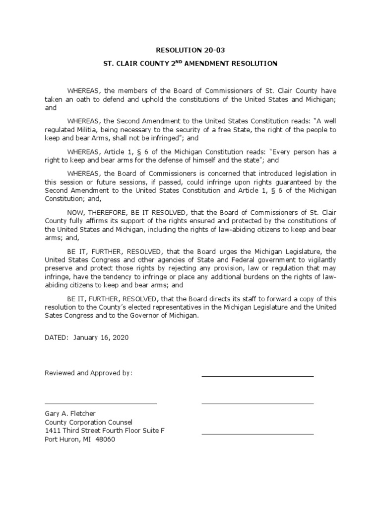 St. Clair County 2nd Amendment Resolution | PDF | Politics