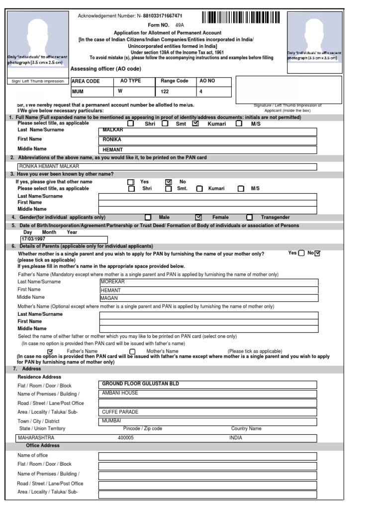 Pan Application | PDF | Government Information | Social Institutions