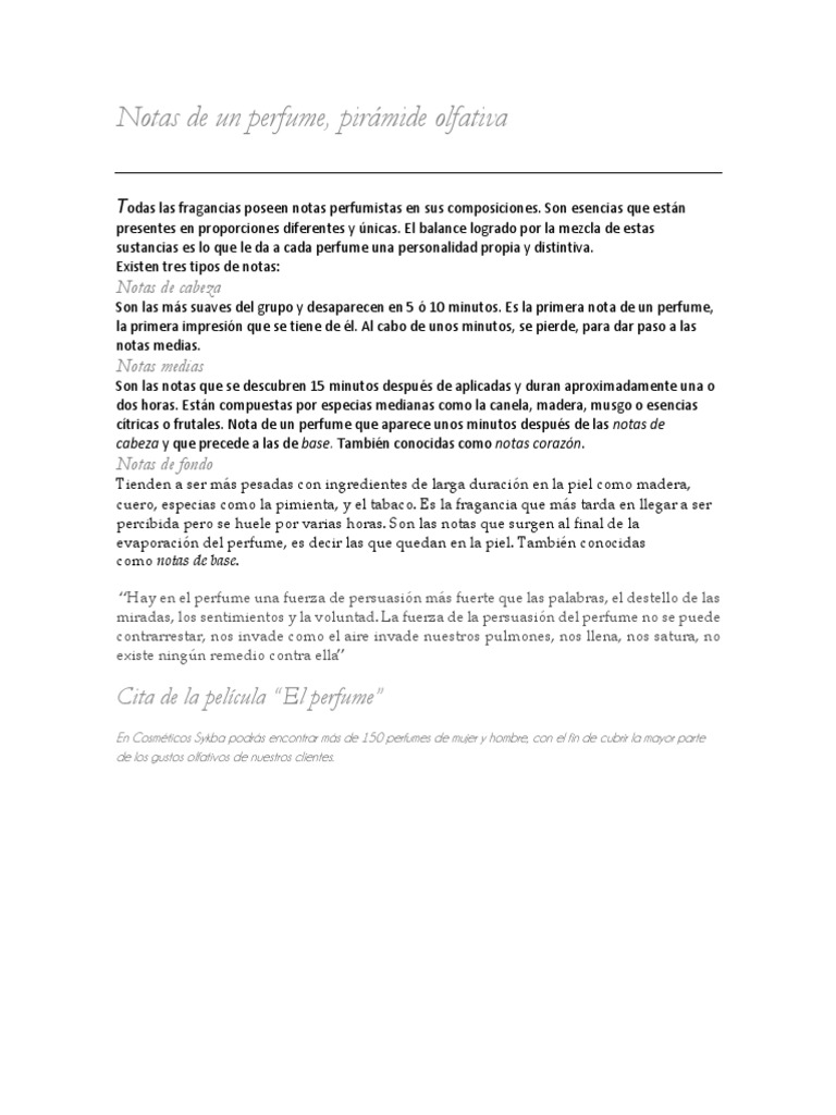 Notas de Un Perfume | PDF | Perfume | Alcohol