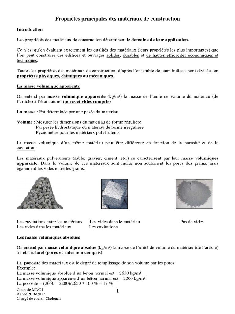 Propriétés des matériaux de construction | PDF | Porosité ...