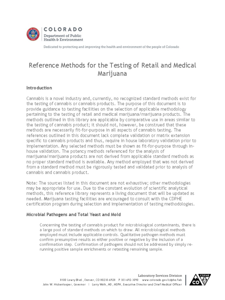 Marijuana Testing Method Reference Library | PDF | Food And Drug ...