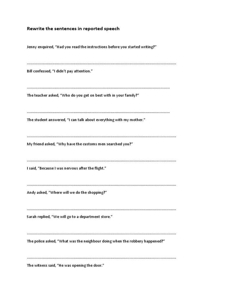 Reported Speech | Download Free PDF | Question | Syntax