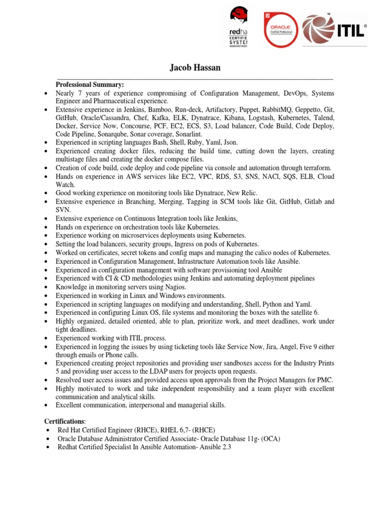 Jacob DevOps Resume | Download Free PDF | Cloud Computing | Installation (Computer Programs)