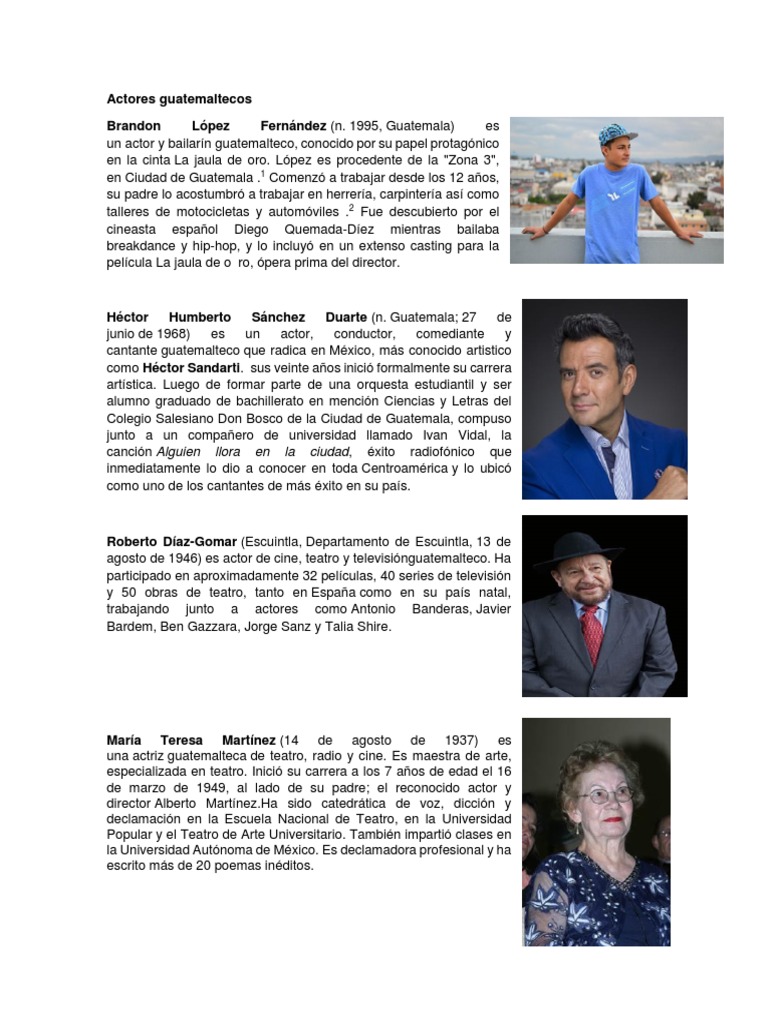 Actores Destacados de Guatemala | PDF | Cine | Artes (general)