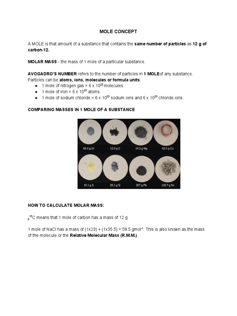 Understanding the Mole Concept: A Comprehensive Guide to Moles, Molar ...