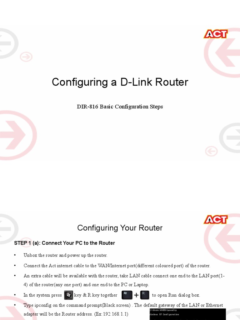 ACT Fibernet - D-Link DIR 816 Basic Steps | Download Free PDF | Wi Fi ...