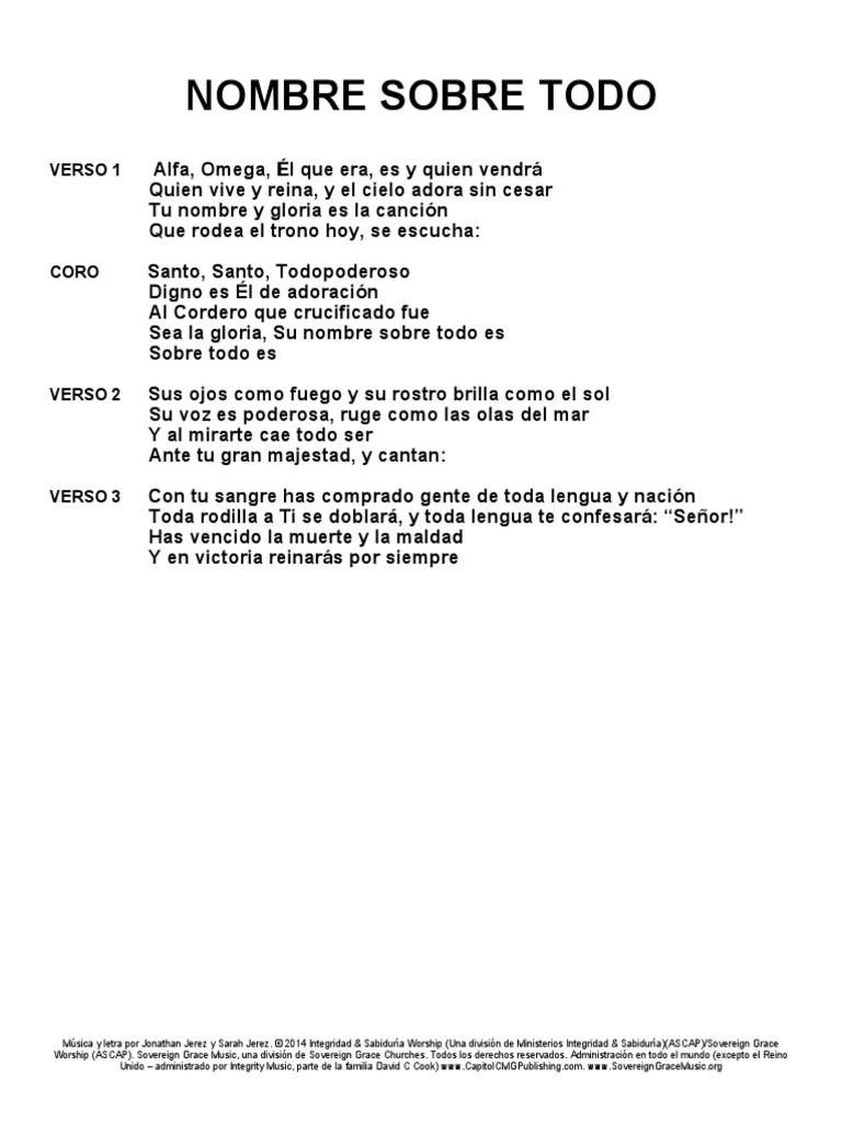 Nombre Sobre Todo-Letra | PDF