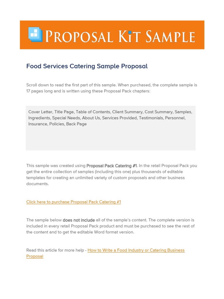 Sample Catering Proposal | PDF | Menu | Whole Grain