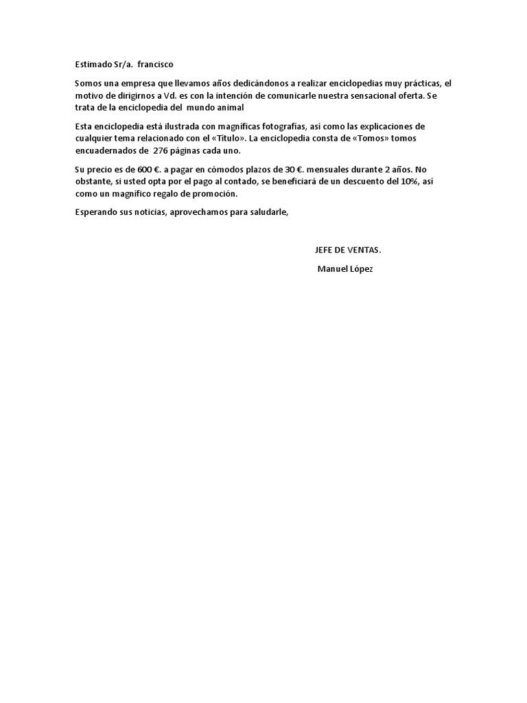 Estimado SR Ejercicio 2 | PDF | Business