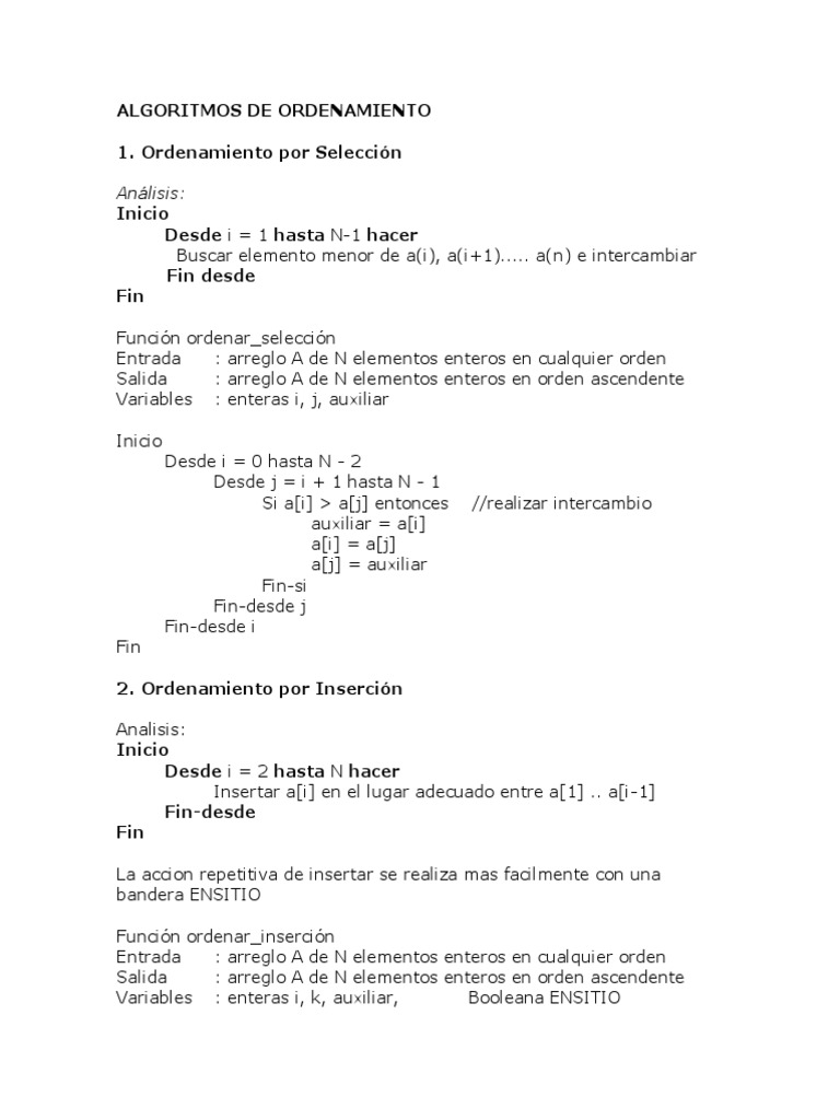 Algoritmos de Ordenamiento | PDF | Lógica matemática | Matemáticas ...