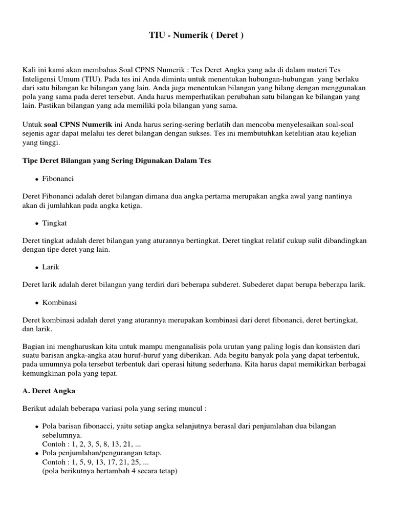 Materi - Deret Angka Dan Huruf | PDF