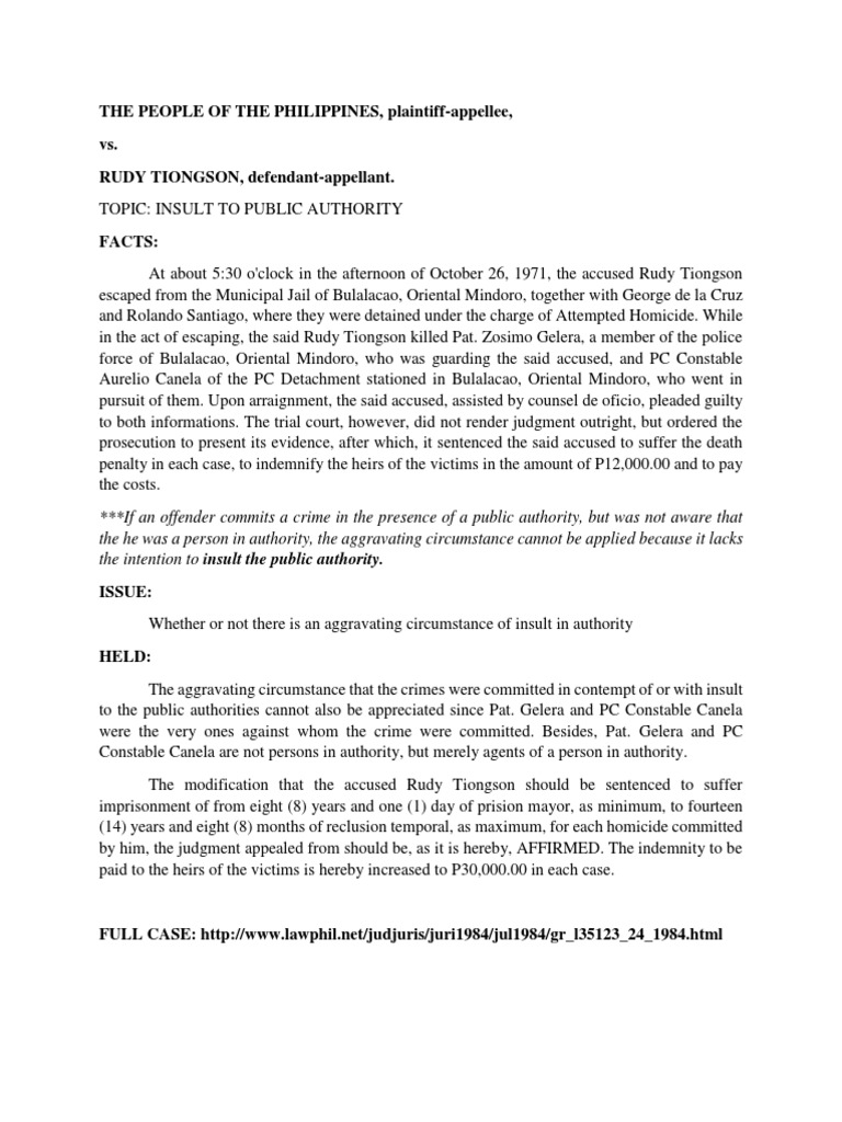 PEOPLE OF THE PHILIPPINES Vs TIONGSON | PDF