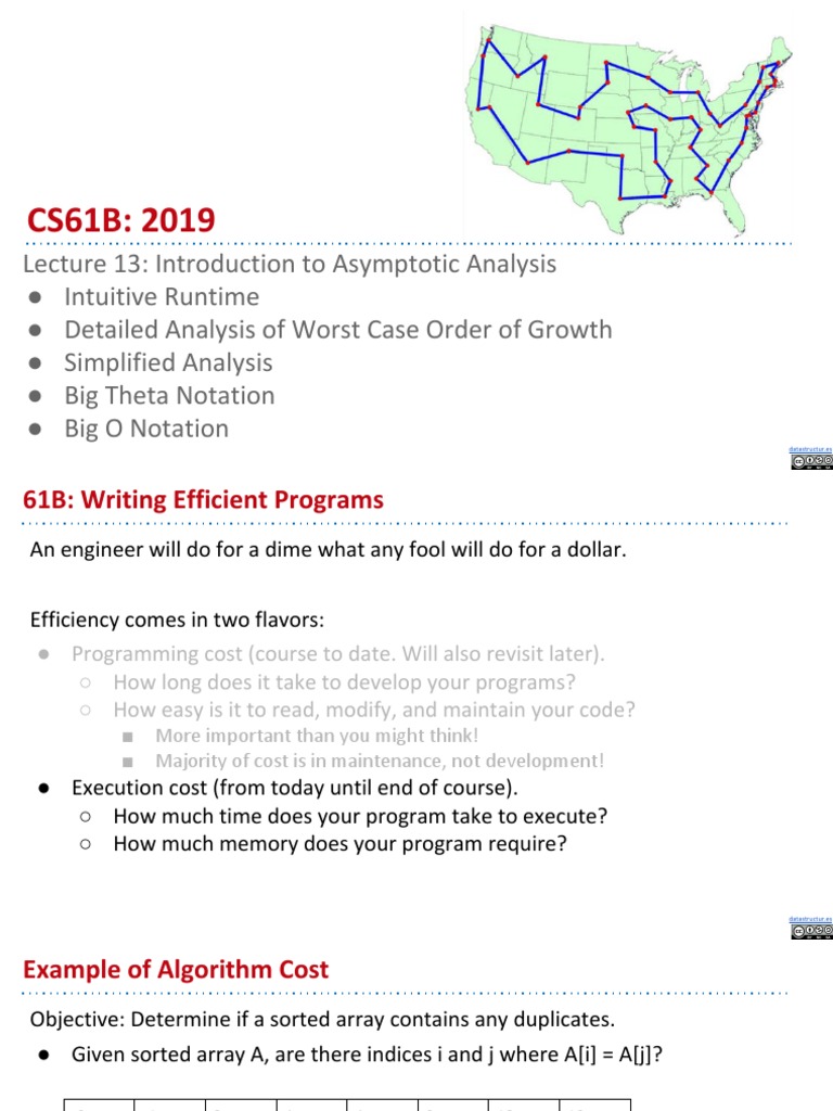 cs61b 2019 Lec13 Asymptotics1 | PDF | Algorithms | Areas Of Computer Science