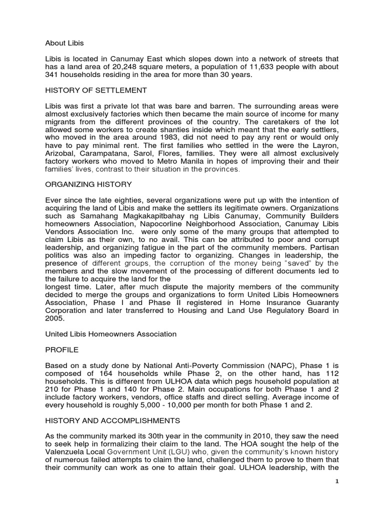 Libis Community Homeowners Association | PDF | Loans | Mortgage Loan