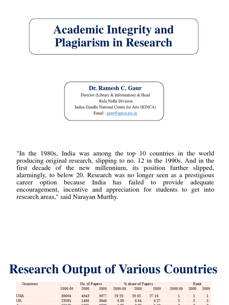 Week 13-Module 1 PPT - Academic Integrity and Plagiarism in Research ...