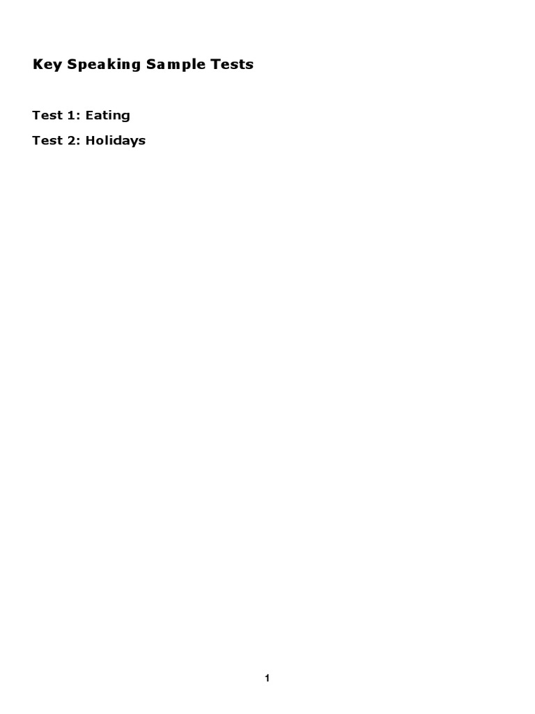 A2 Cambridge Speaking Test Samples | PDF