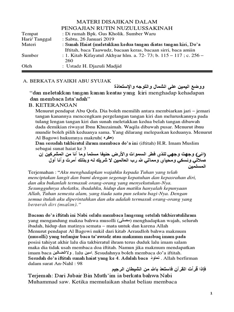 Bab Shalat (Sunat Haiat) 2 | PDF