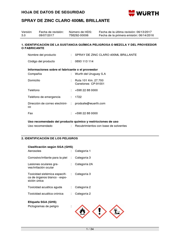 Ambrosol Spray MSDS | PDF | Agua | Química