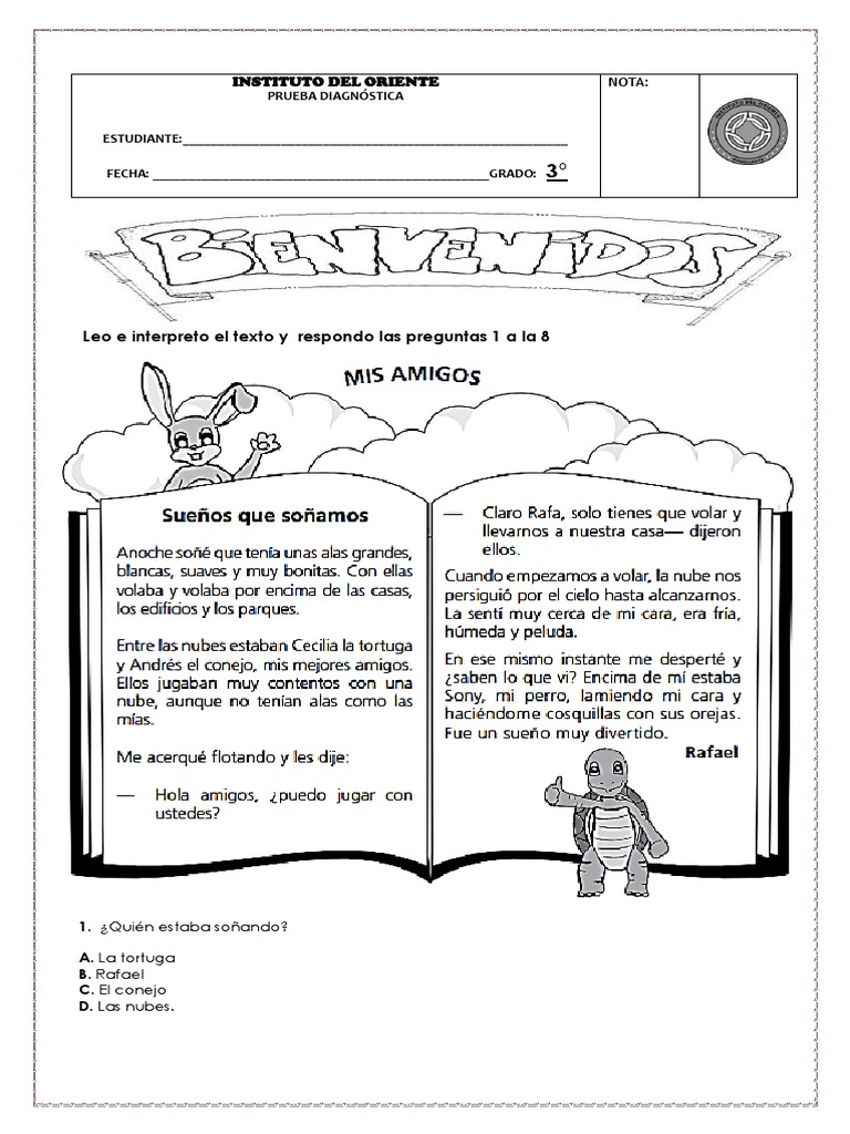 Prueba Diagnóstica Lengua Castellana - Tercero | PDF | Ocio