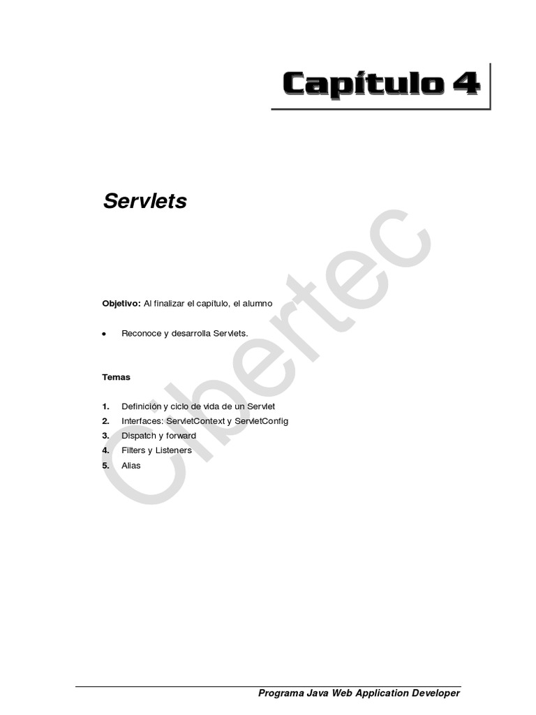 Capitulo 4 - Servlet | Descargar gratis PDF | Servlet Java | Páginas del servidor Java