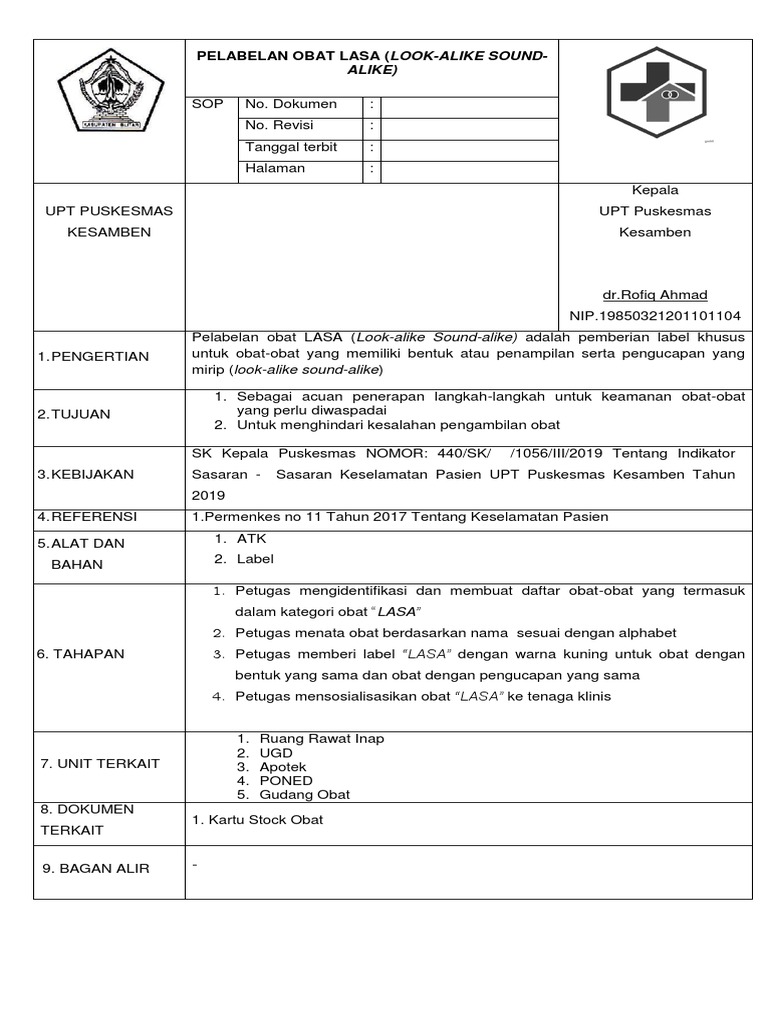 Sop Pelabelan Obat Lasa | PDF