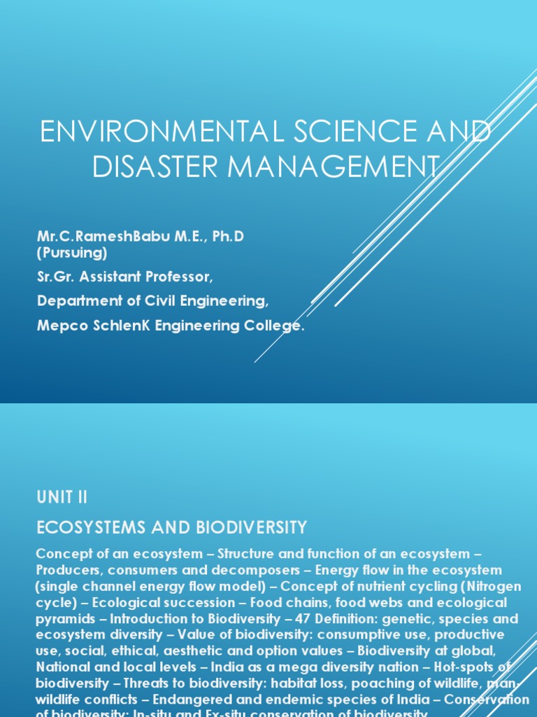 Environmental Science and Disaster Management | PDF | Ecology ...