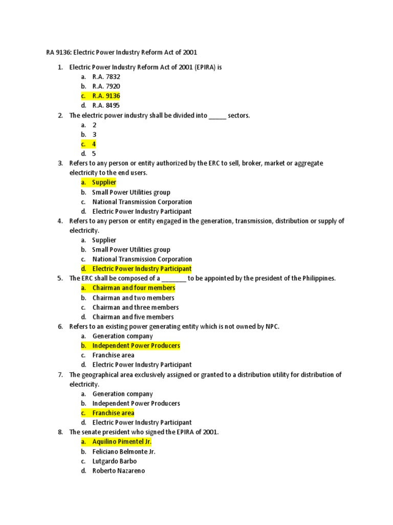 Ra-9136 Epira | PDF | Electric Power | Economies