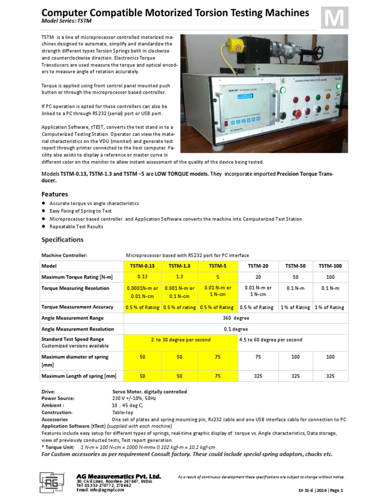 Torsion Spring Testing Machine | PDF | Computer Monitor | Personal ...