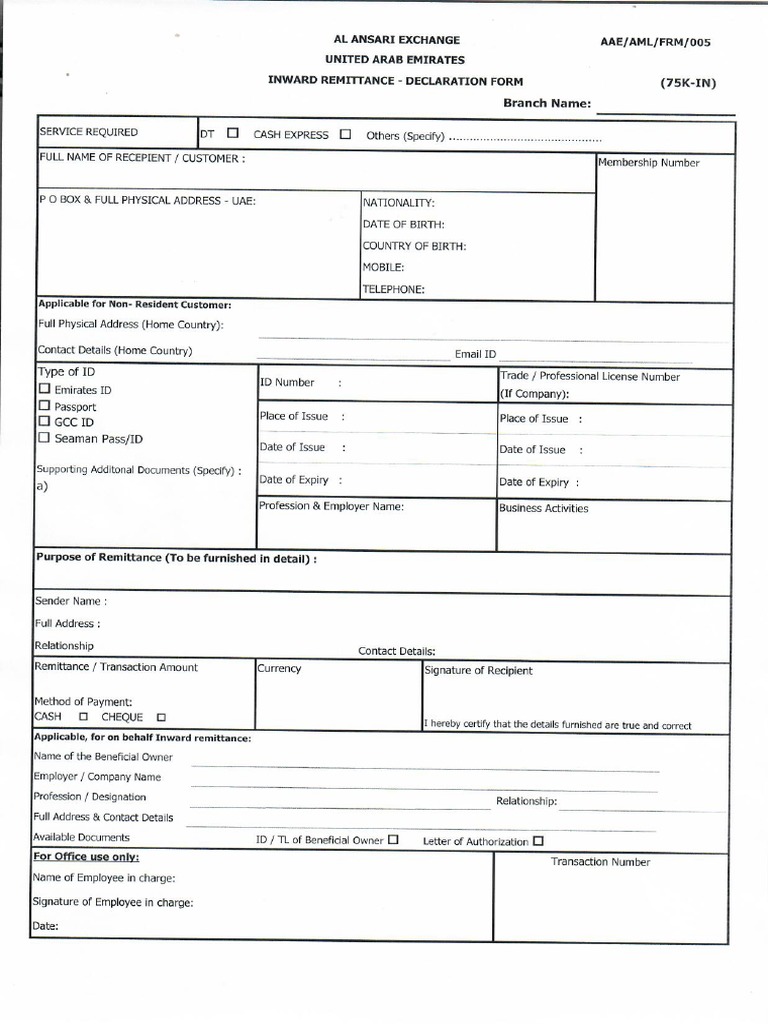 002 Declaration Form English 75K IN | PDF