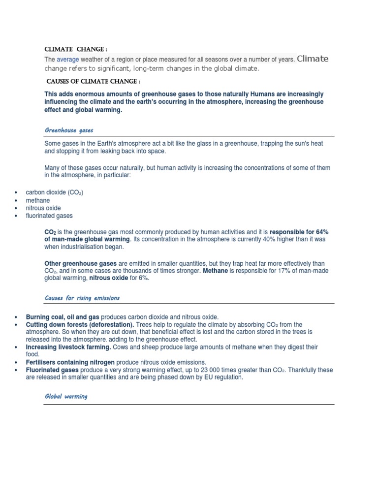 Causes and Effects of Climate Change | PDF | Global Warming ...