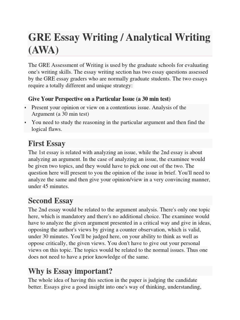 GRE Essay | PDF | Graduate Record Examinations | Essays