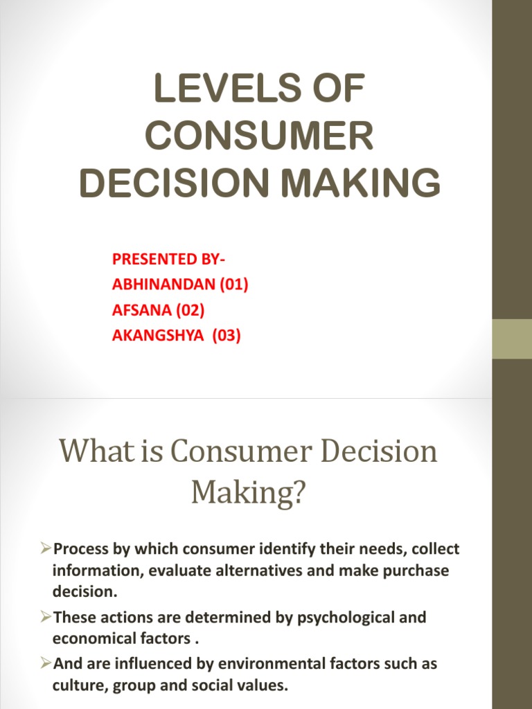 Levels of Consumer Decision Making | PDF